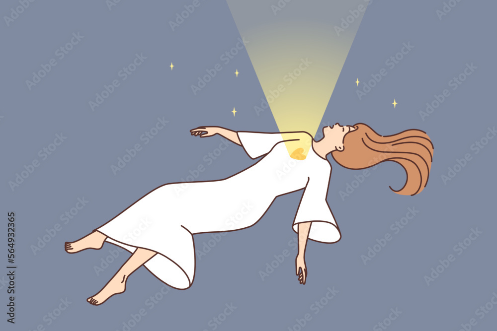 Soul leaving human body reaching sky Stock Vector | Adobe Stock