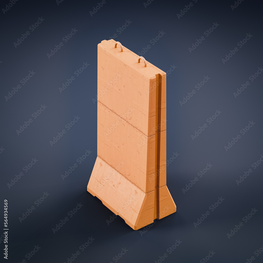 Monochrome single color yellow isolated concrete wall block ...