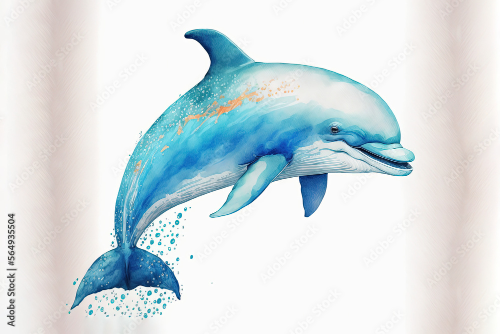 Dolfin - Watercolor (Generative AI Art) Stock Illustration | Adobe Stock