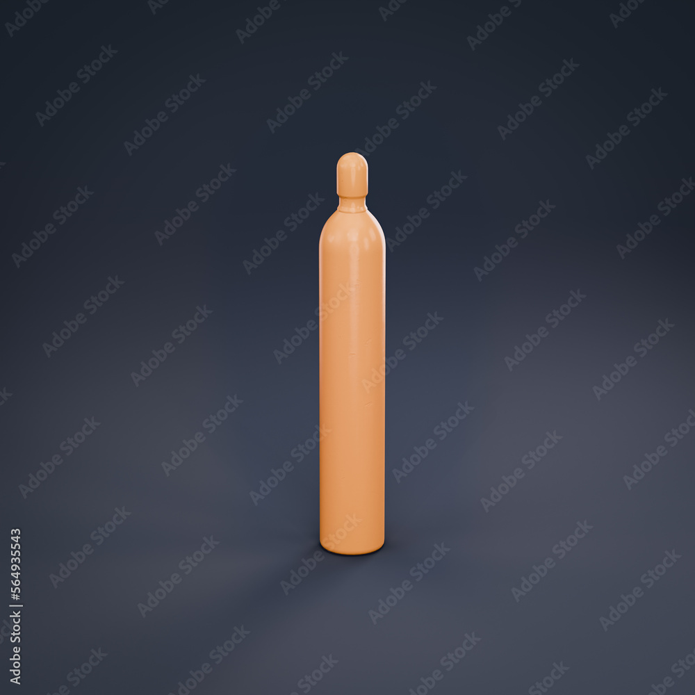 Monochrome single color yellow industrial gas bottle, green color ...