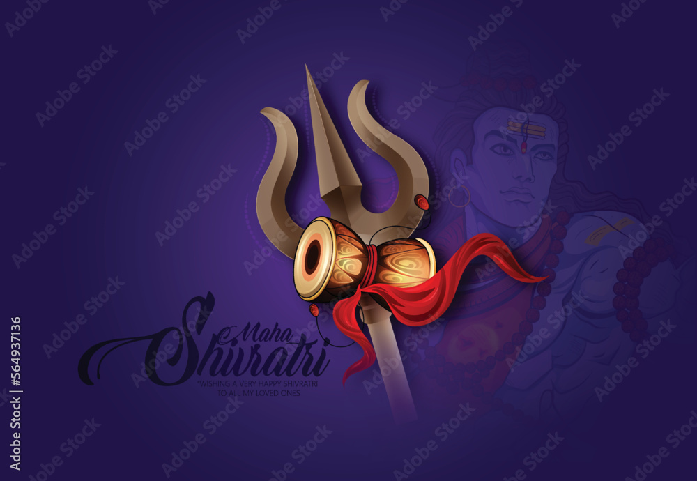 Maha Shivratri With Trisulam, A Hindu Festival Celebrated Of Lord Shiva ...