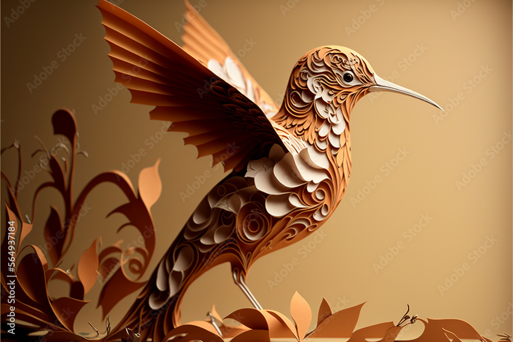 Beautiful abstract origami paper illustration, little bird, art created ...