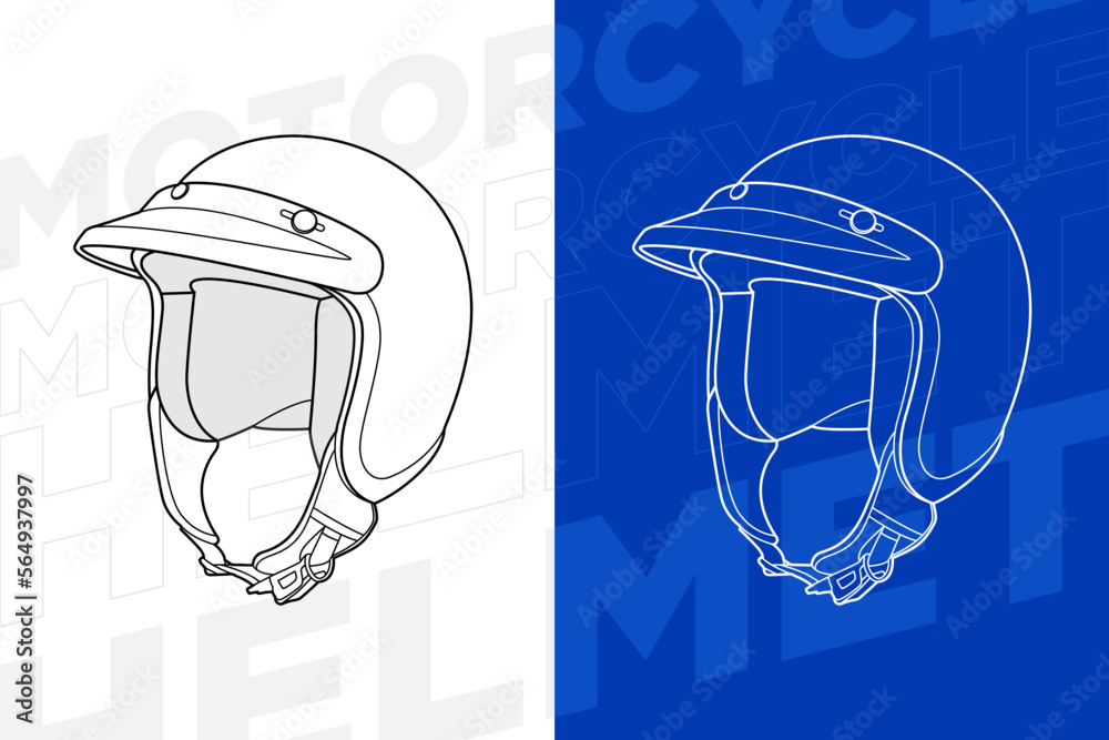 Vector template helmet half face line art helmet vector illustration ...