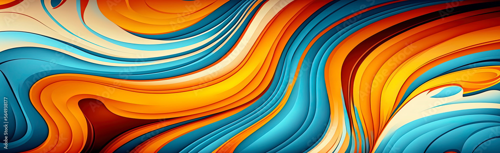 Colorful abstract wave panoramic wallpaper. Generative AI Stock ...