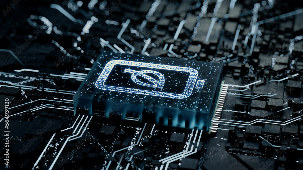 Environmental Energy Technology Concept with Eco battery symbol on a ...