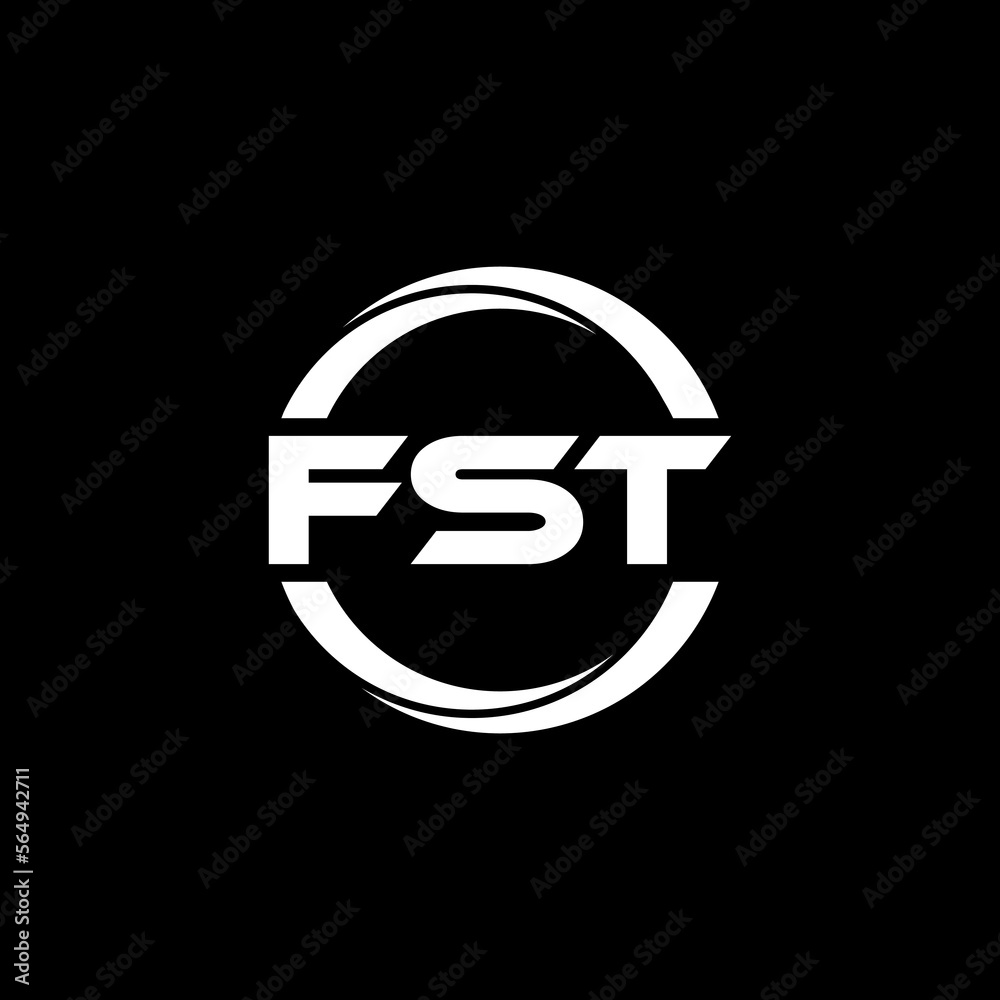 FST letter logo design with black background in illustrator, cube logo ...
