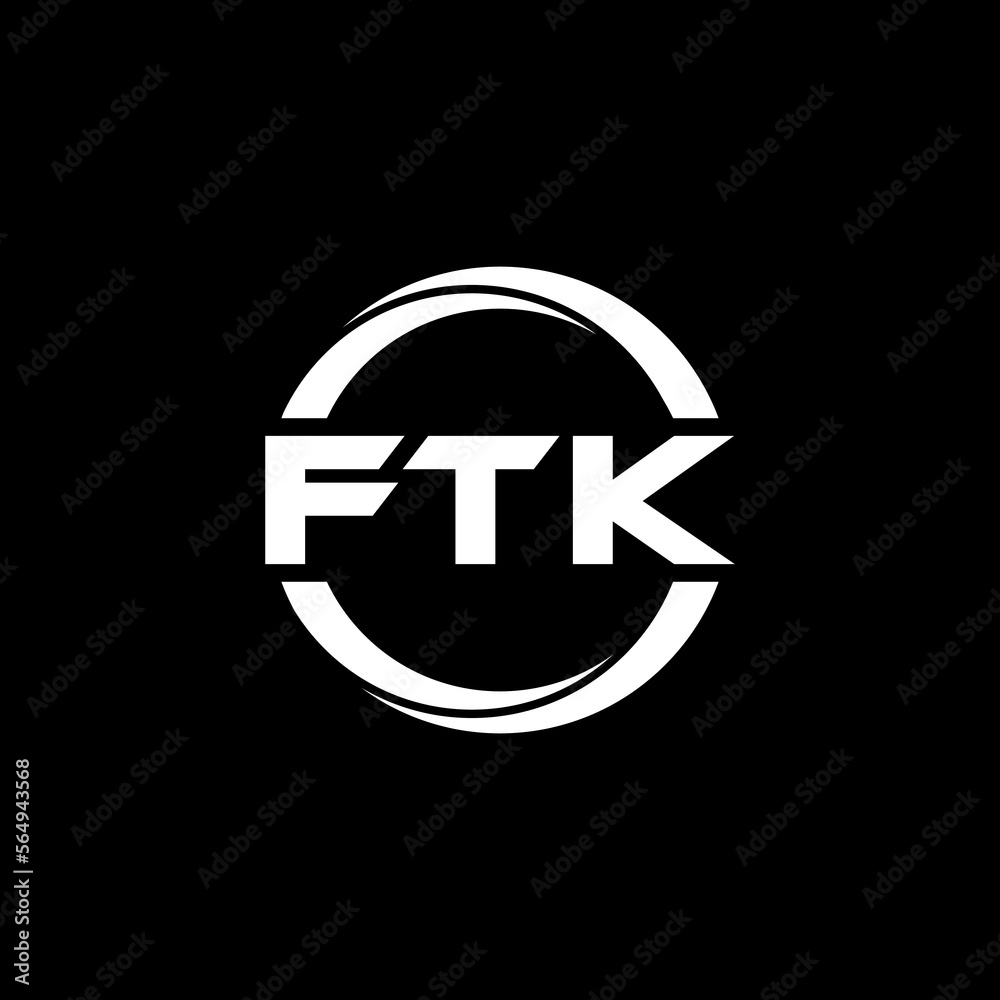 Vecteur Stock FTK letter logo design with black background in ...