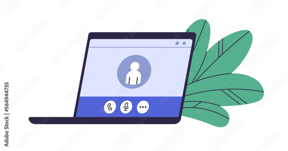 Online call, communication concept. Laptop screen, web service for ...