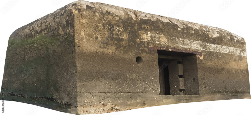 Isolated PNG cutout of a ruined bunker from the Second World War on a ...