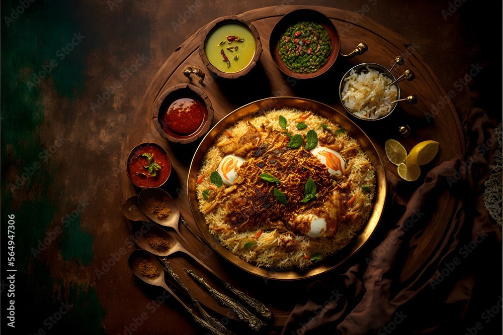 Authentic Indian Chicken Biryani, famous local gourmet food photography ...