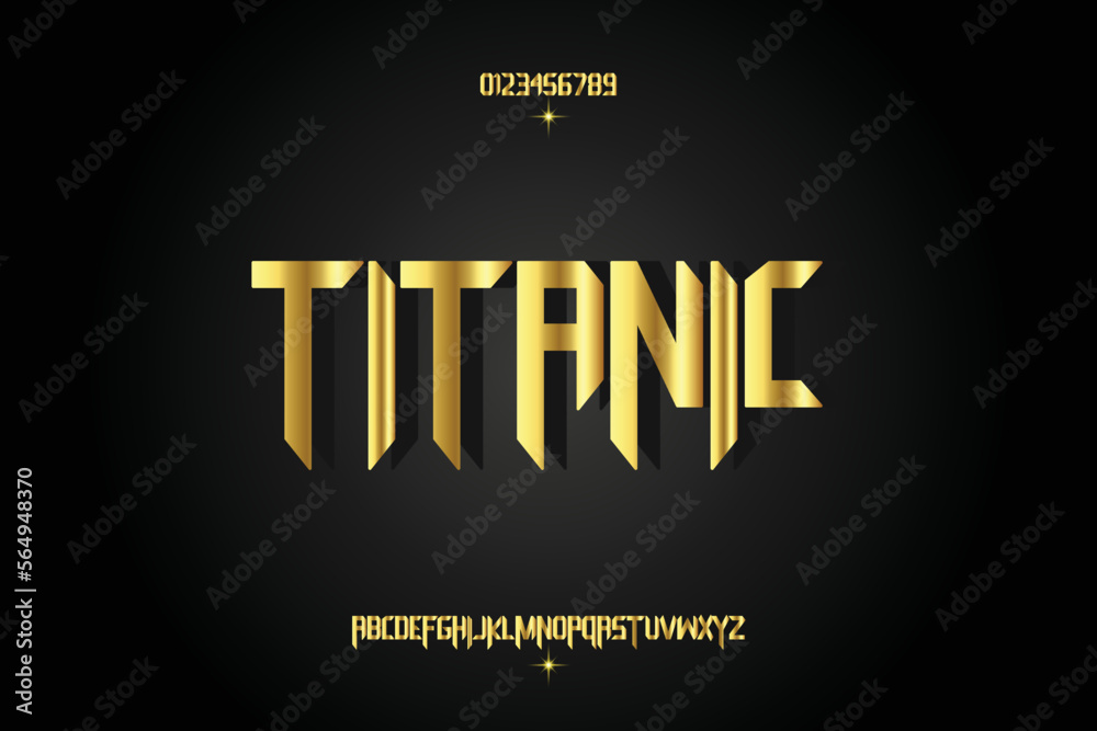 Titanic elegant golden alphabet letters font set. Classic Custom gold ...