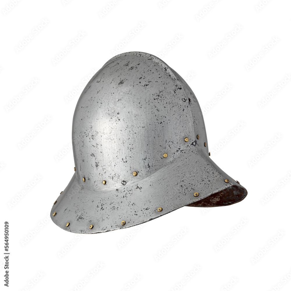 Iron Spanish war helmet from 15th century isolated Stock Photo | Adobe ...