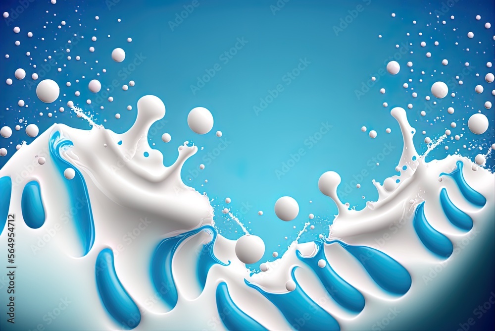 a genuine yoghurt stream of dairy product flowing horizontally on a ...