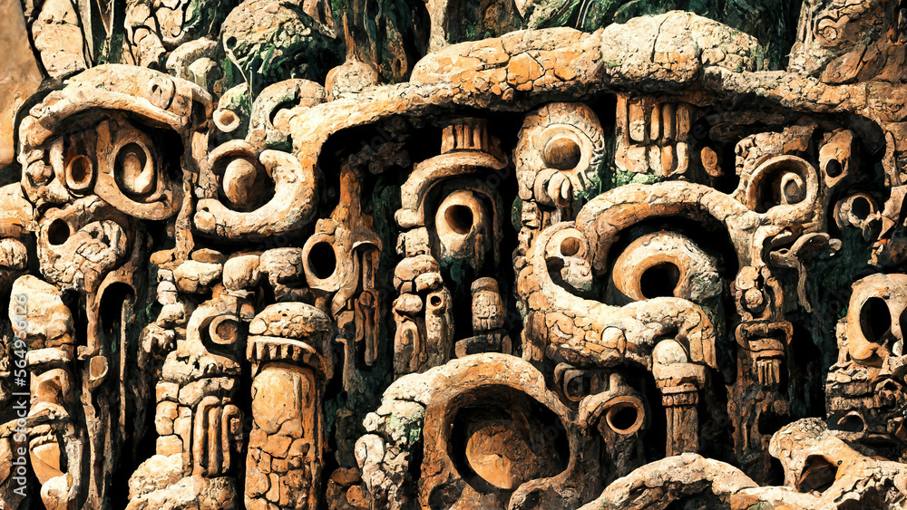 Mayan civilization forest land cave illustration art Generative AI ...