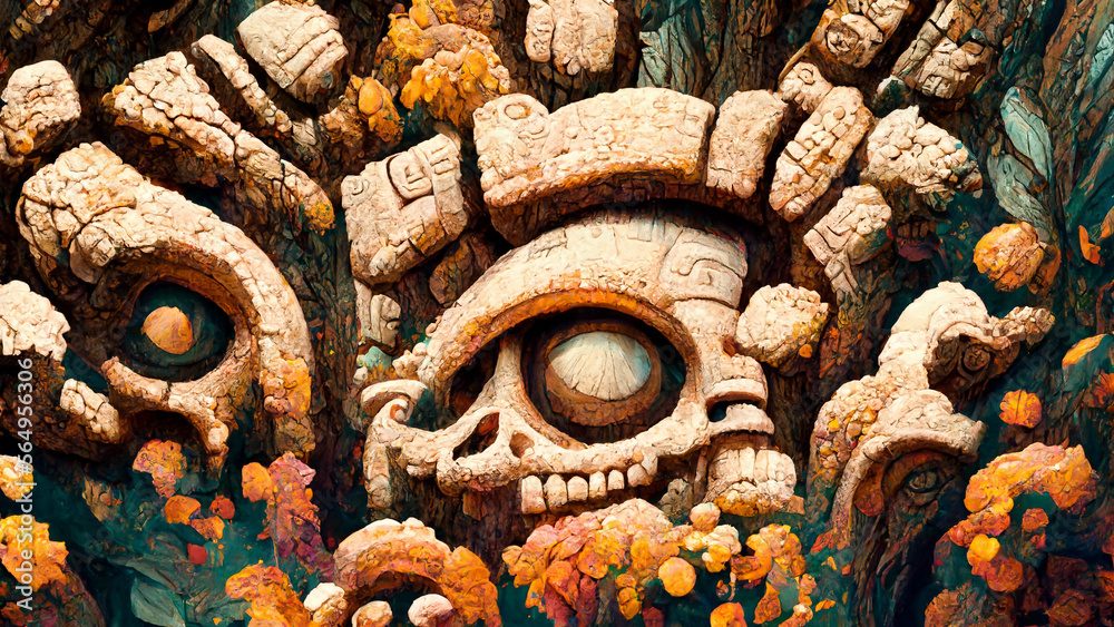 Mayan civilization forest land cave illustration art Generative AI ...