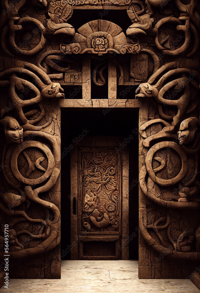 carved mayan door magical atmosphere forest Generative AI Content by ...