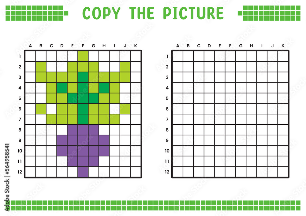 Copy the picture, complete the grid image. Educational worksheets ...