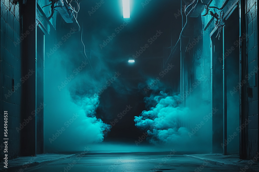 Blue Night Streets, Dark empty street,dark background,neon blue ...