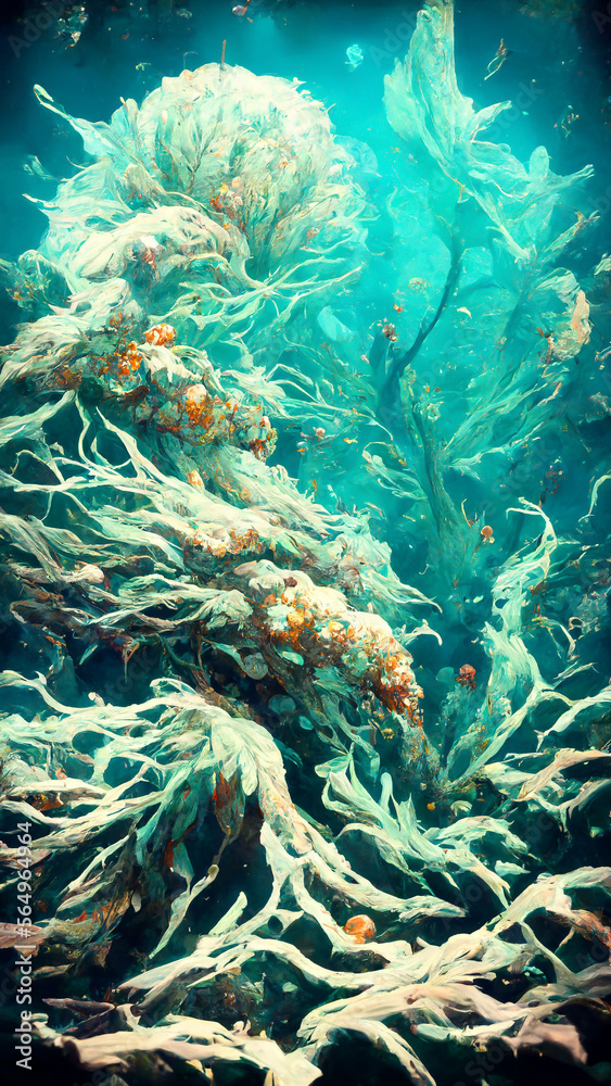 Underwater World environment background map illustration Generative AI ...