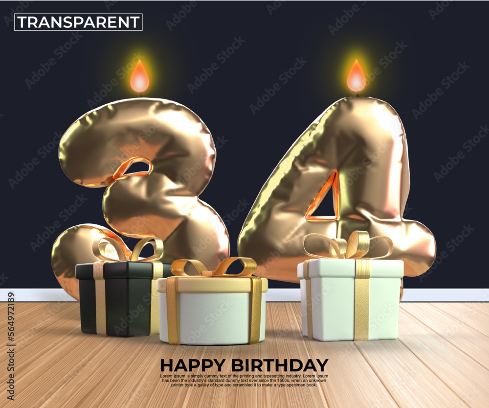 Happy birthday gold number 34 anniversary design template eps edit easy ...