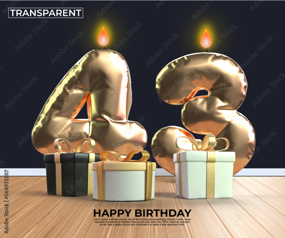 Happy birthday gold number 43 anniversary design template eps edit easy ...