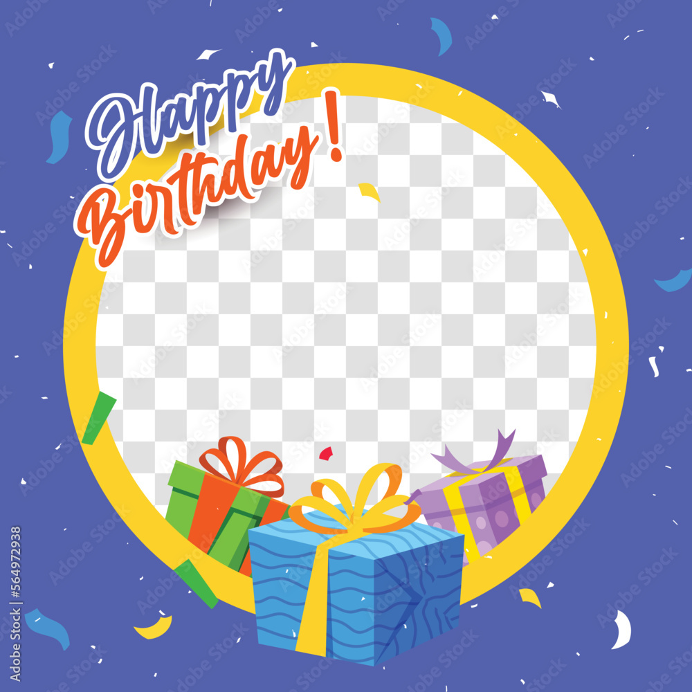 Happy birthday social media frame template Stock Vector | Adobe Stock