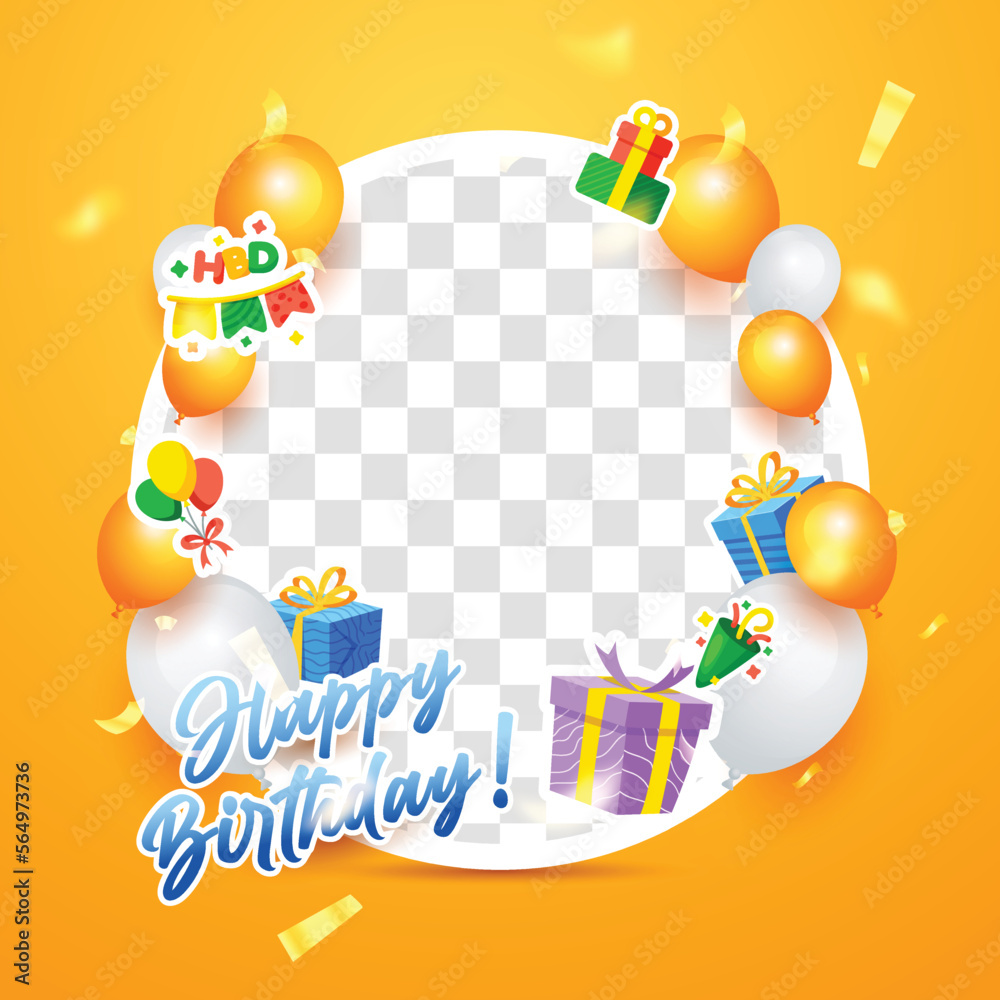 Birthday social media frame for profile pic Stock Vector | Adobe Stock