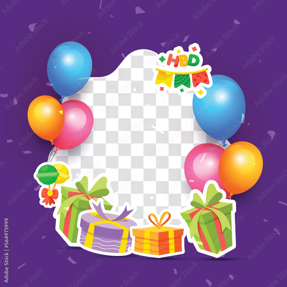 Happy birthday frame for profile social media Stock Vector | Adobe Stock