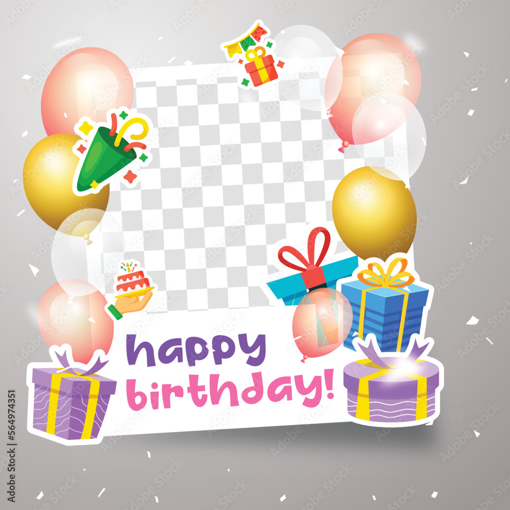 Birthday frame for profile social media Stock Vector | Adobe Stock