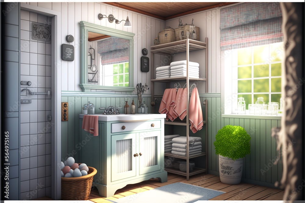 Country interior style bathroom with natural wood paneling in the ...