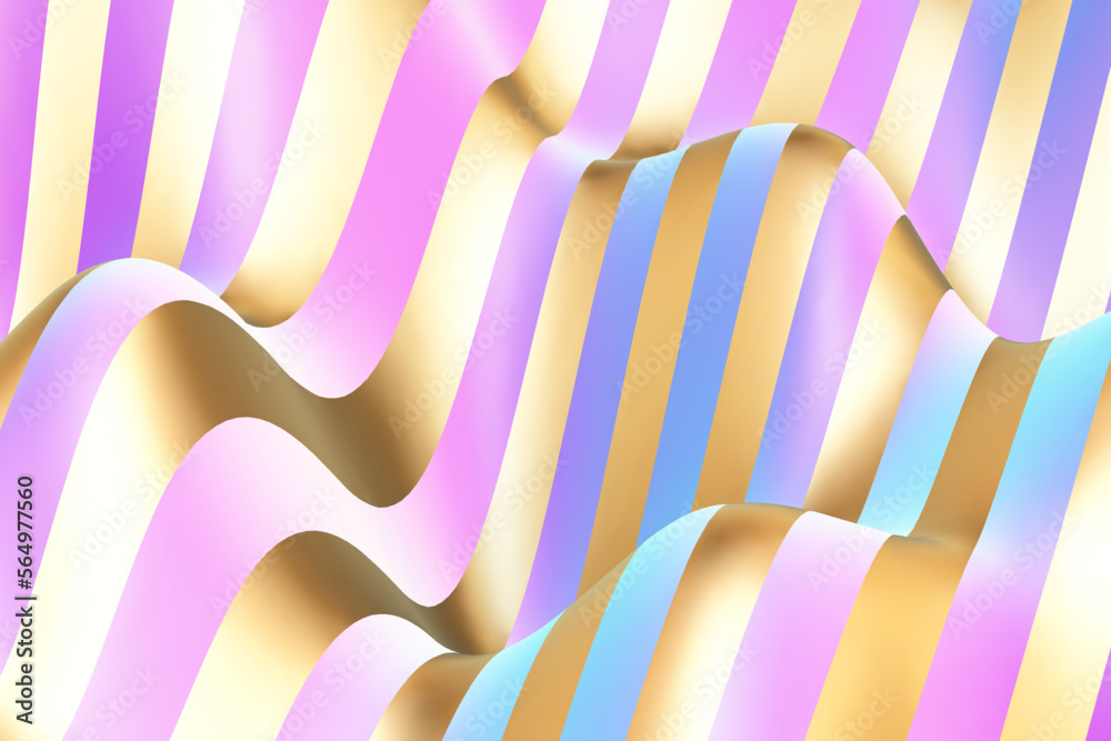 3D golden sound wave background. Abstract decoration, golden pattern ...