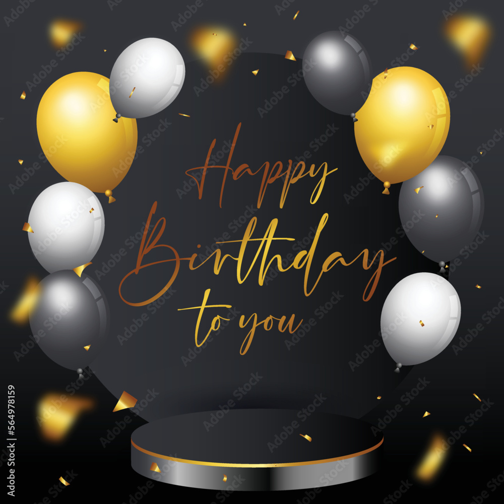 Happy birthday background with balloon and confetti Stock Vector ...