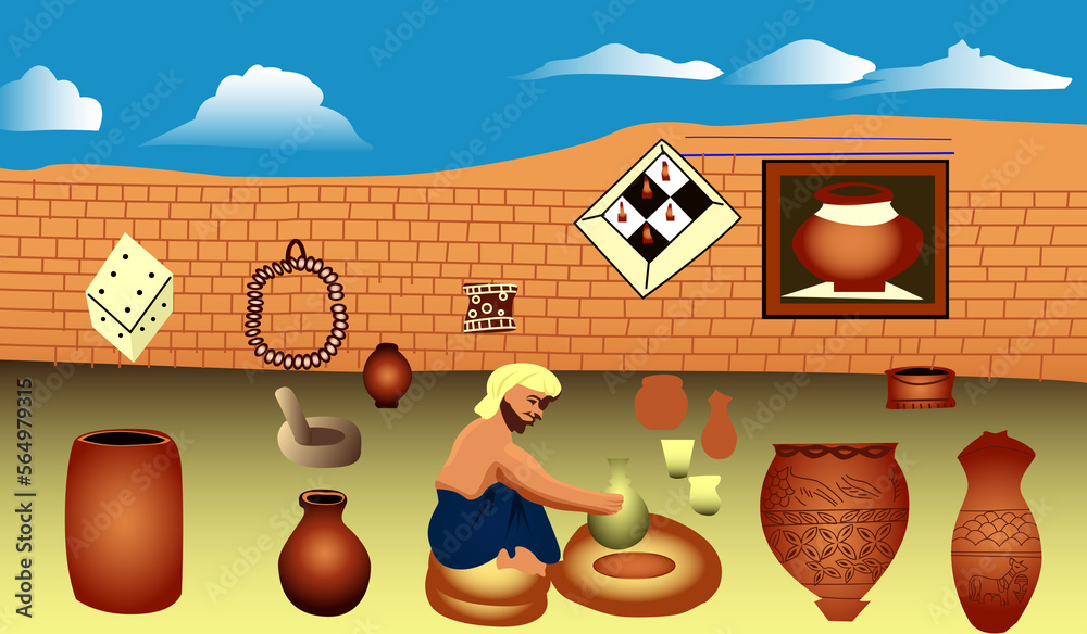 Mohen jo daro, Mohenjo daro, harappa, Indus civilization illustration ...