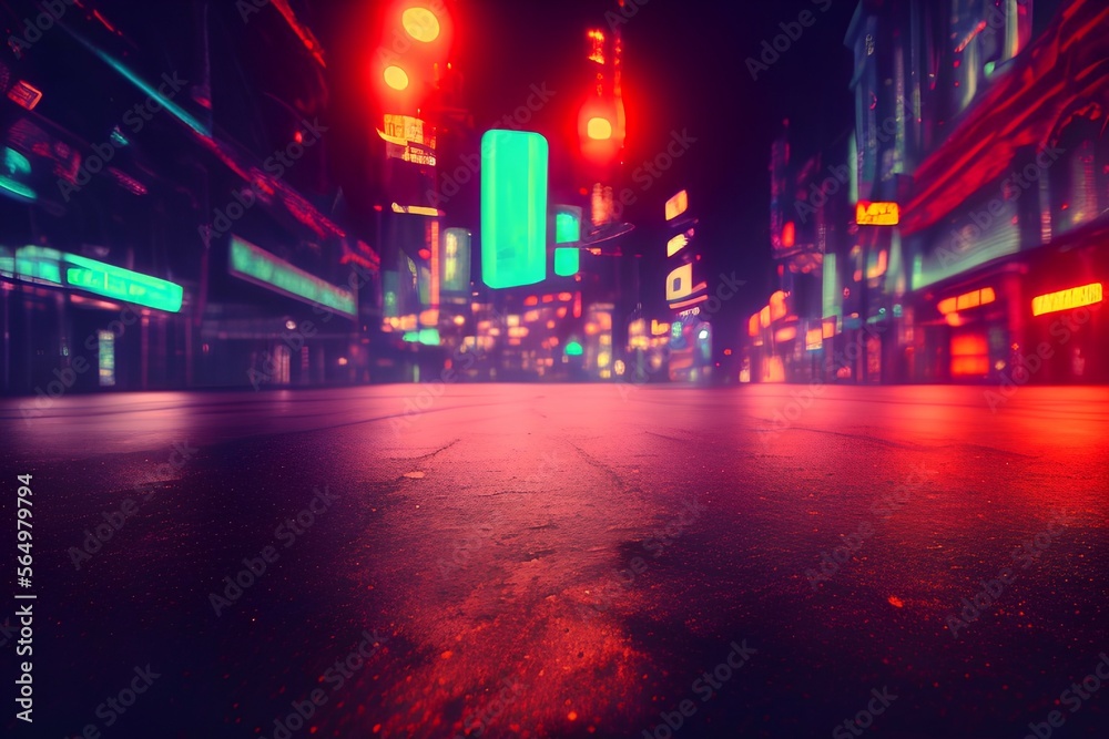 Illustrazione Stock Light effect, Wet asphalt, night view of the city ...
