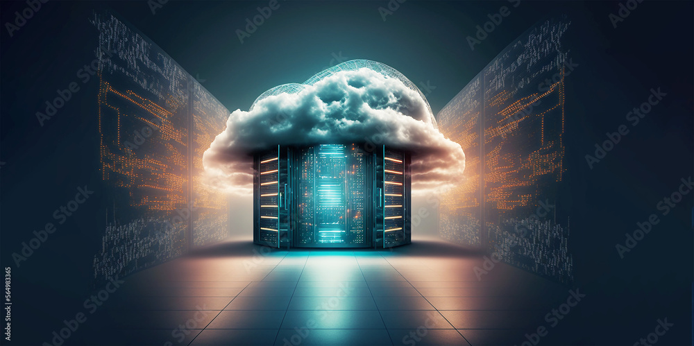 Modern cloud storage technology background with Big Data Center with ...