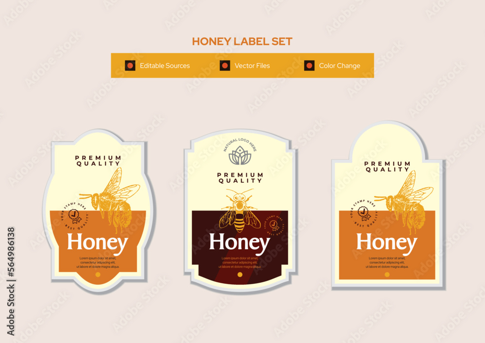 Vetor de Honey label design Set honey product packaging design creative ...