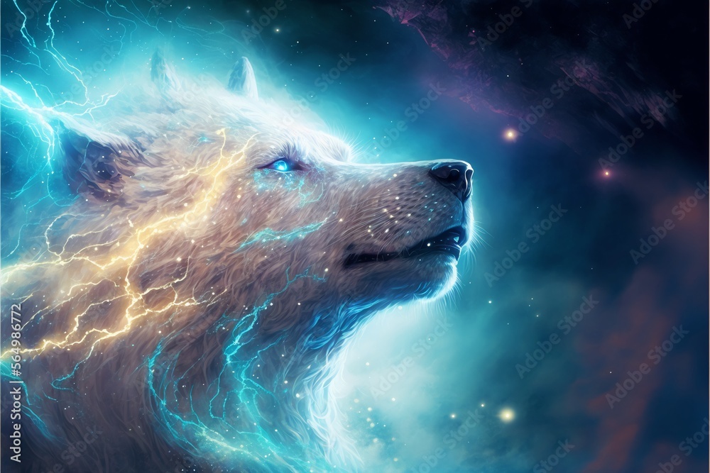 Powerful Epic Legendary Wolf in Universe. Spiritual Animal Awakening ...