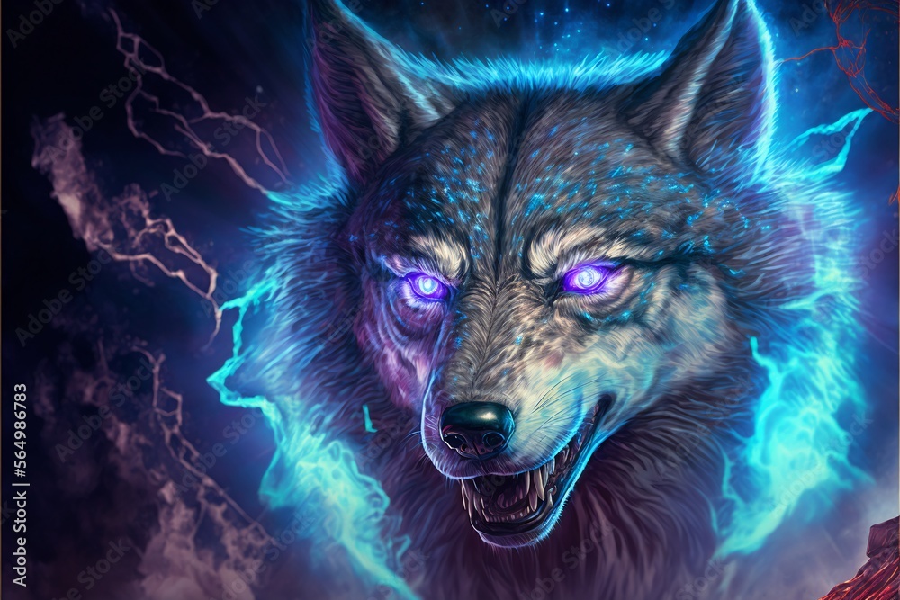 Powerful Epic Legendary Wolf in Universe. Spiritual Animal Awakening ...