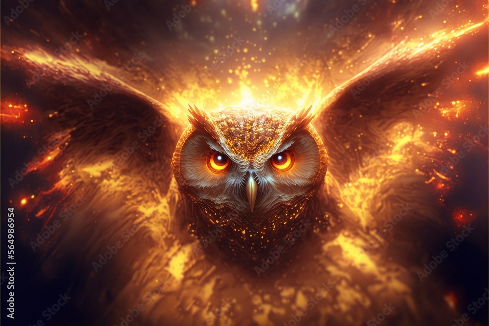 Powerful Epic Legendary Owl in Universe. Spiritual Animal Awakening ...