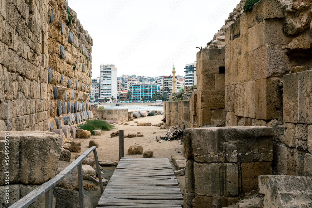 Ruins of the Crusaders Castle in Sidon. Sidon Sea Castle in Saida ...
