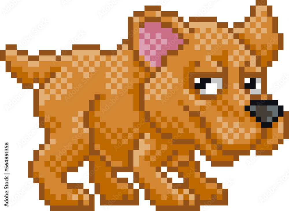 Pet Dog Pixel Art Retro Video Game Animal Cartoon Stock Illustration ...