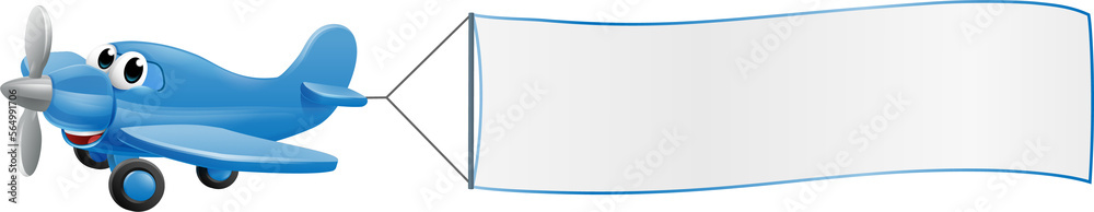 Airplane Pulling Banner Cartoon Character Stock Illustration | Adobe Stock