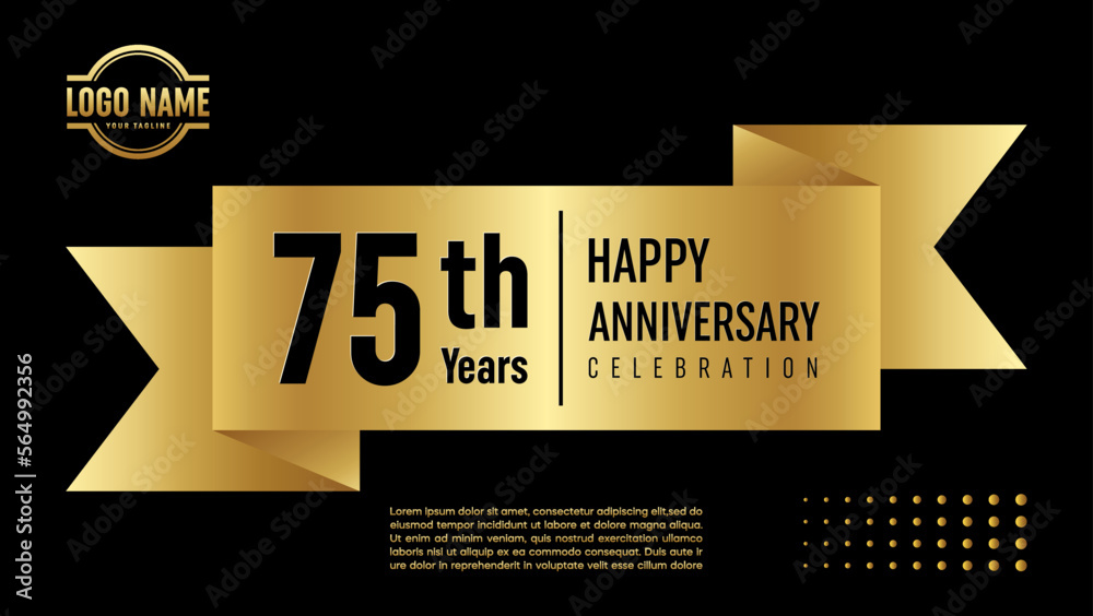 75 year anniversary. Anniversary template design concept with golden ...
