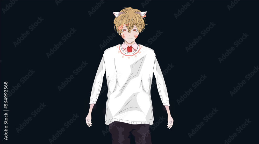 Anime character vtuber half body model Stock Vector | Adobe Stock