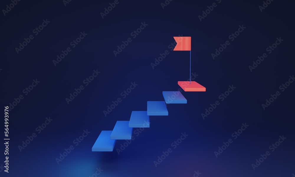 Growth ladder leading up to success, symbolizing career progress, 3D ...