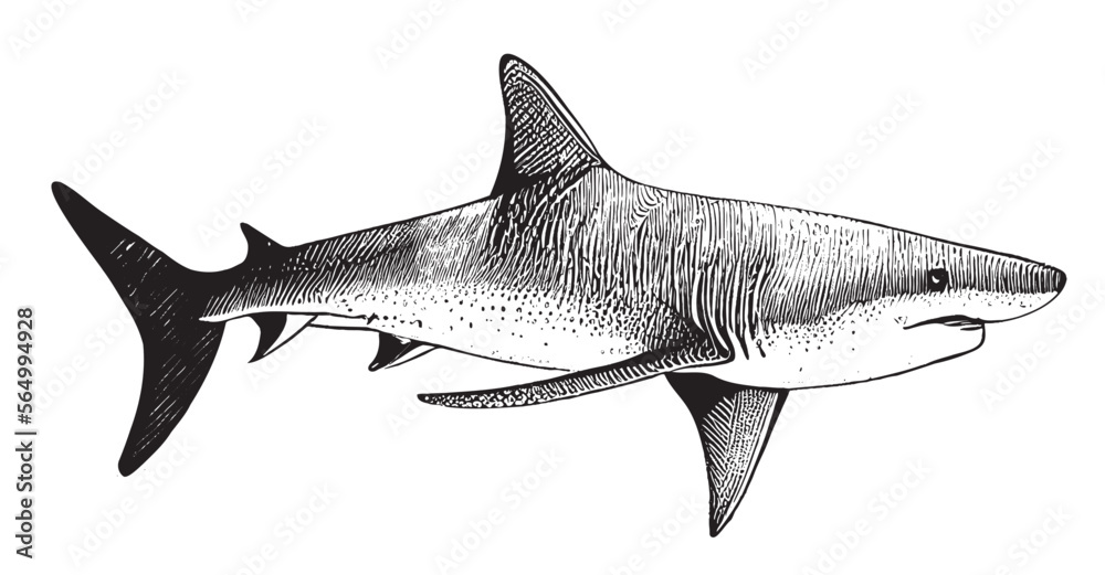 Shark side view sketch hand drawn in doodle style Vector illustration ...