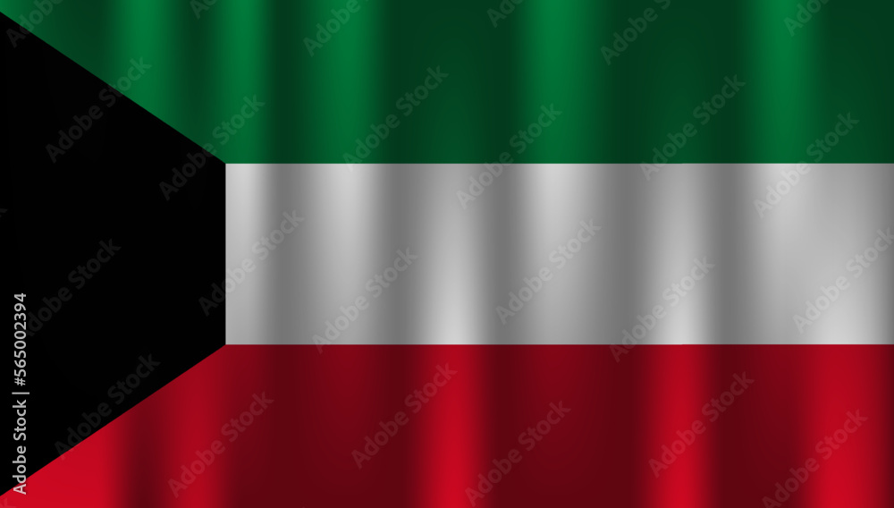 flag of kuwait country nation symbol 3d textile satin effect background ...