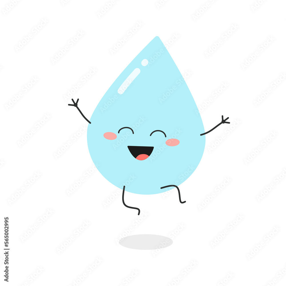 Cheerful cartoon water drop character happy jumping Stock Vector ...