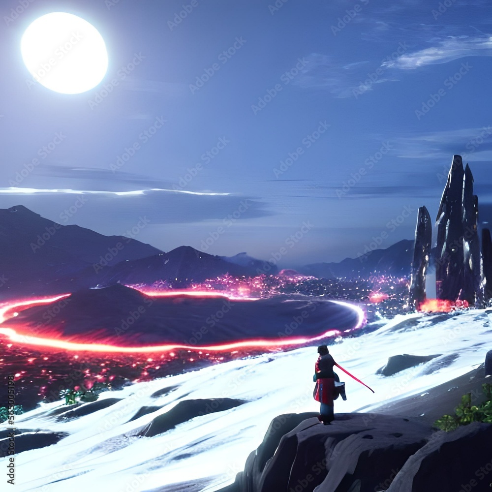 Ninja 4k, night time, moon, unreal engine, cinematic lighting Image ...