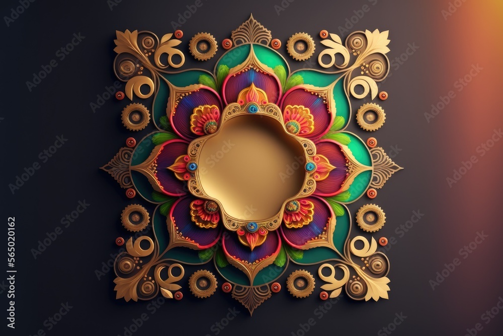 Diwali, festival of lights holiday design with Indian Rangoli, mandala ...